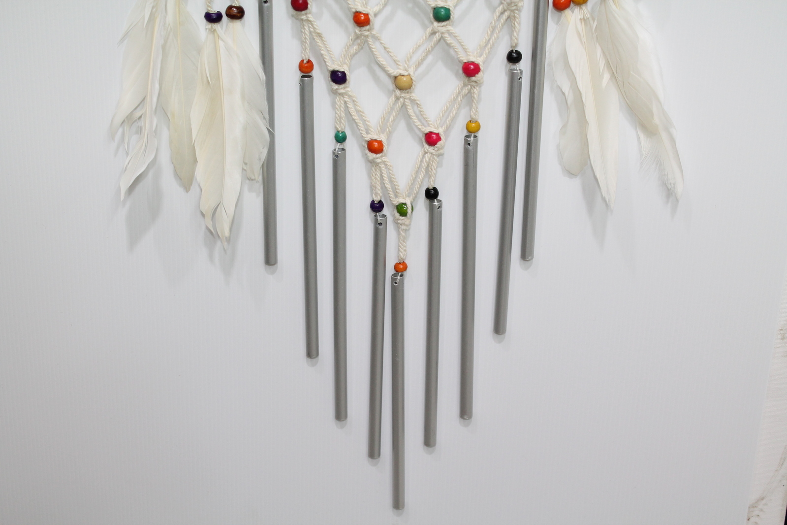 27cm Rainbow Beaded Dream Catcher Wind Chime Macrame Finish & Chakra ...