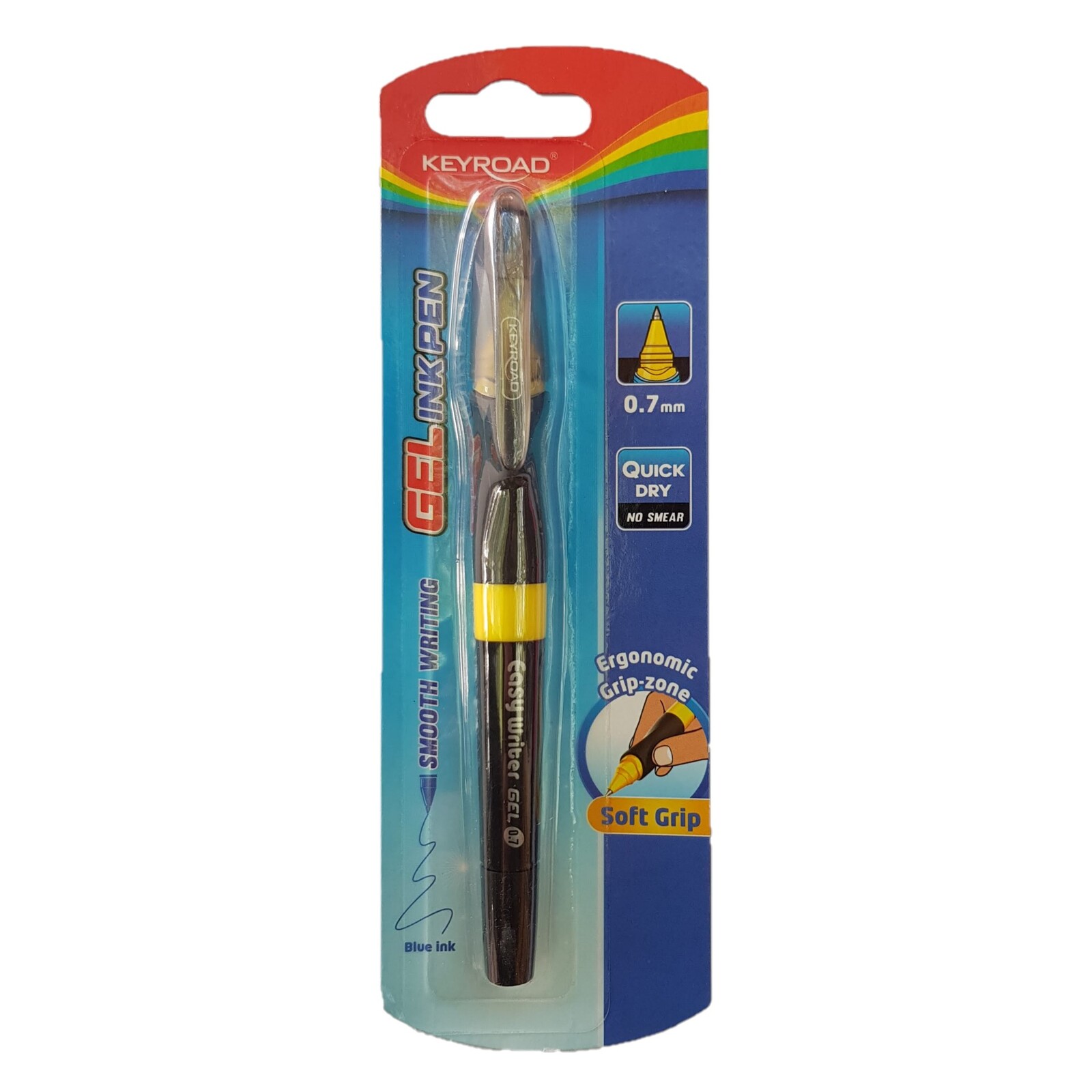 1pce Keyroad Pen Smozzy Gel Ink 0.7mm Tip Ergonomic Design Grip School