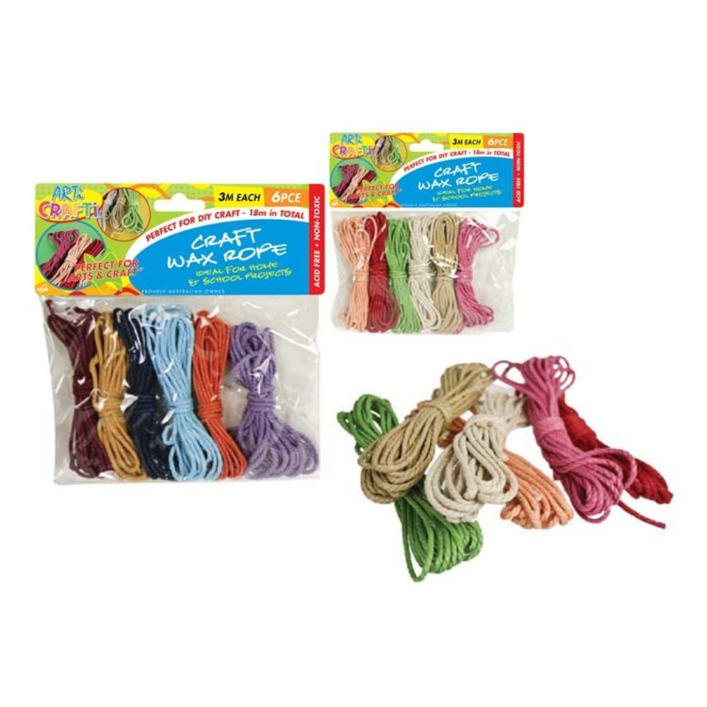 Colour Wax Cord String 6 Pastel Colours 3m Long Each Great for Craft ...