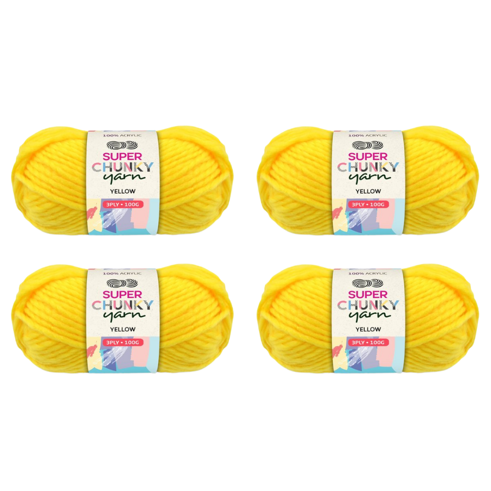 Yellow Knitting Wool Yarn 4 Rolls Set 3 Ply 100g 100% Acrylic