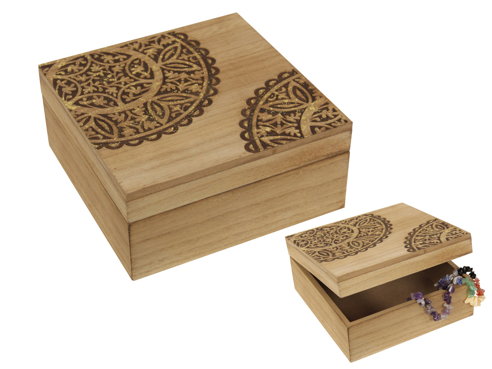 15X15CM SQUARE GOLD MANDALA MDF BOX