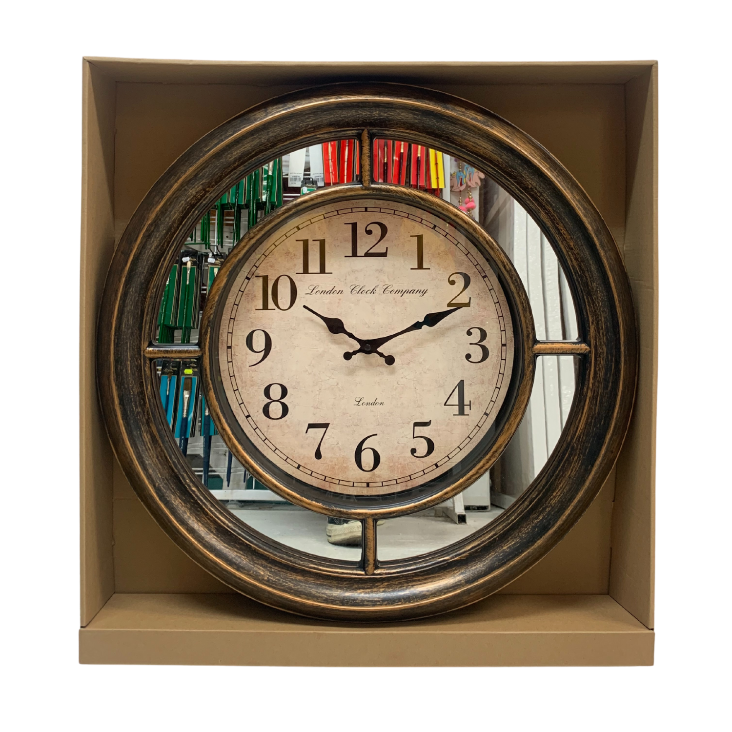 55cm Antique Style Clock With Mirror Detailing Vintage Bronze Design ...
