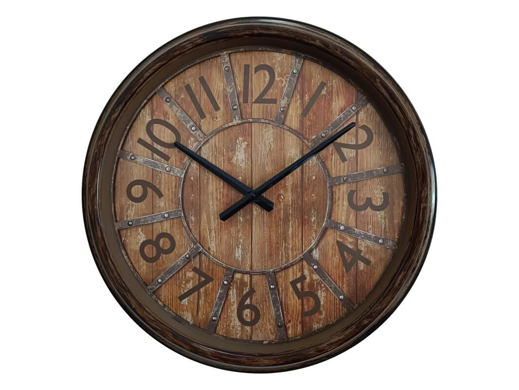 Antique Brown 50cm Wall Clock with Numbers, Timeless Rustic Style