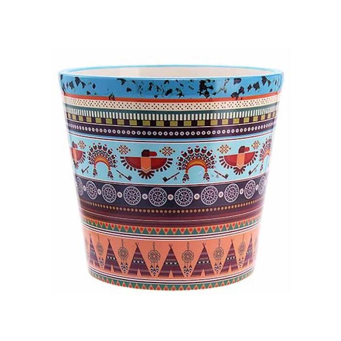 Moroccan Inspired Pot Planters Flower 4 Asstd 14x14x12.5cm Glazed For Herbs