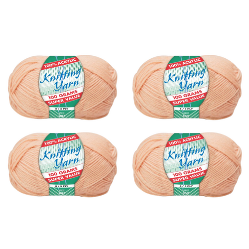 Apricot Knitting Wool Yarn 4 Rolls Set 8 Ply 100g 100% Acrylic